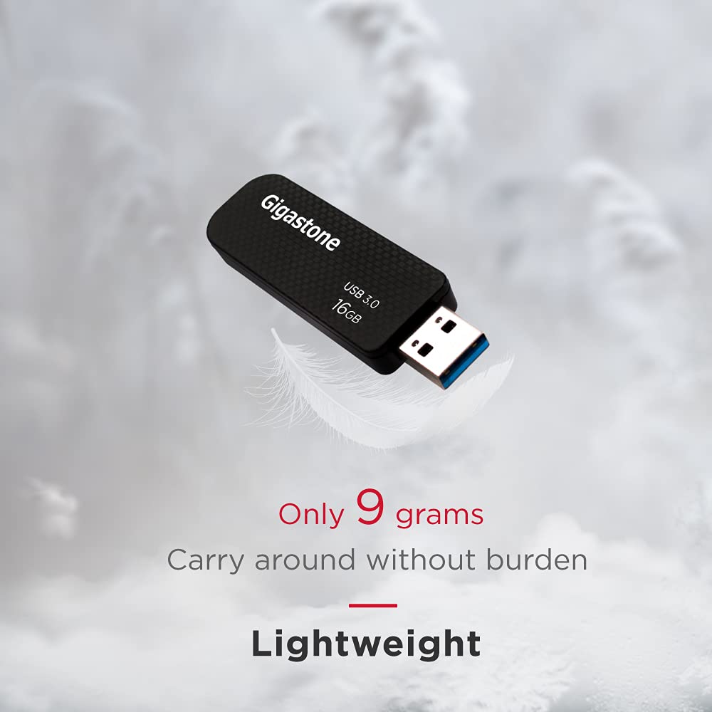 Gigastone Z30 16GB USB 3.2 Gen1 Flash Drive, Capless Retractable Design Pen Drive, Carbon Fiber Style Thumb Drive, Reliable Performance & Durable, USB 2.0 / USB 3.0 / USB 3.1 Interface Compatible