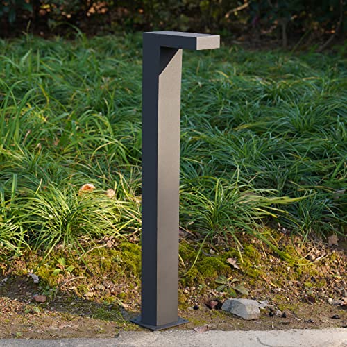 Inowel Light Outdoor Landscape Pathway LED Lights Modern Wired Driveway Lighting Decorative Bollard Lamp IP54 Waterproof Grey for Walkway Patio Garden,23.6In 120V