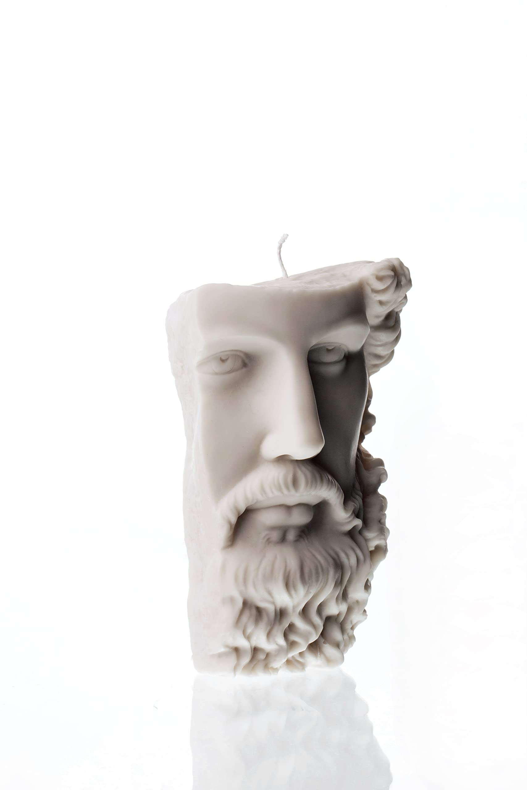 LAWA Greek Face Candle - Large Beautiful David Scented Soy Wax Pillar Candle Elegant Bubble Aesthetic Candle Housewarming Gift Home Room Shelf Decor Idea White