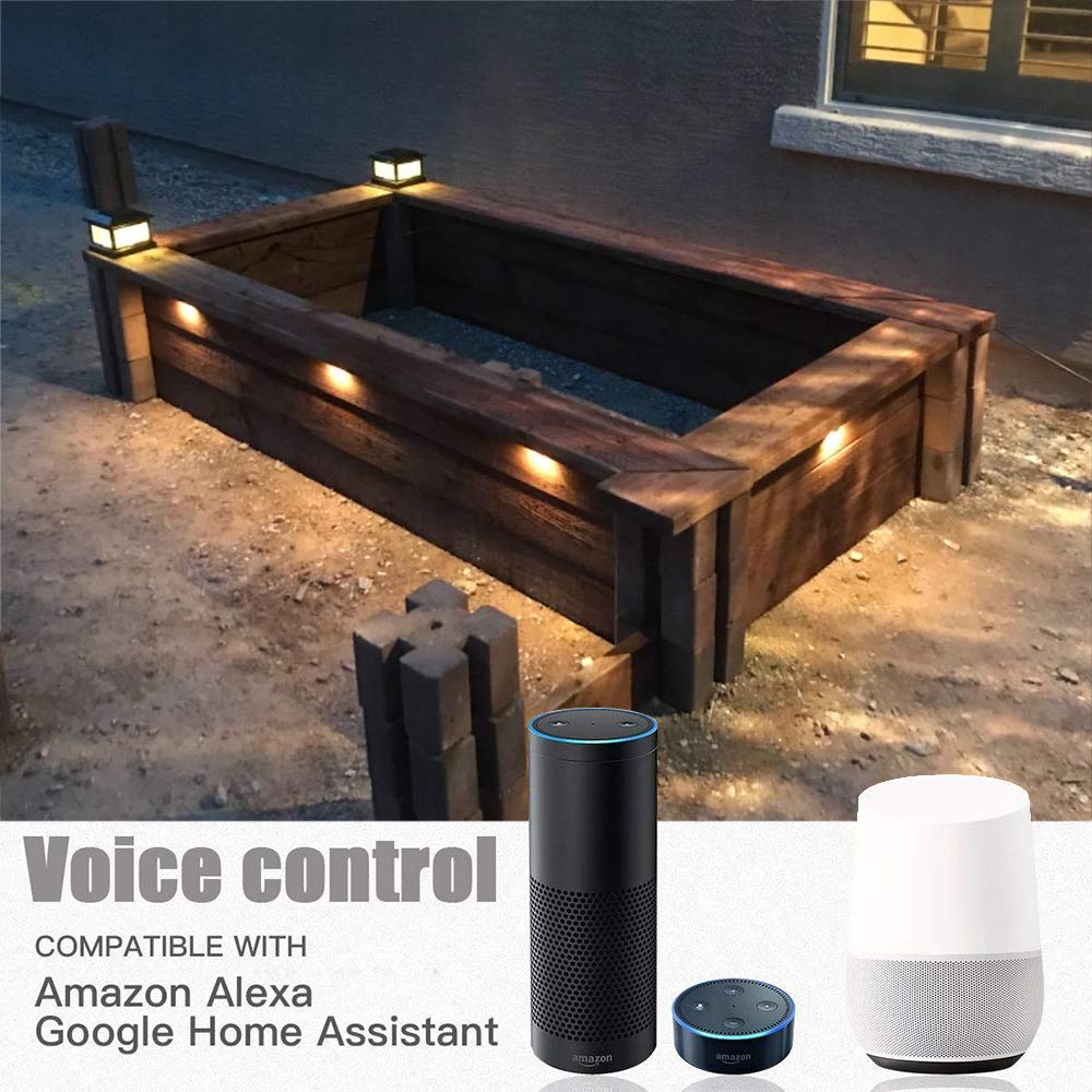 FVTLED WiFi Deck Lights Kit, WiFi Controlled 20pcs Low Voltage LED Step Lights Kit Φ1.97 Stainless Steel Waterproof Outdoor Recessed Railing Light Work with Alexa Google Home, Warm White, Black