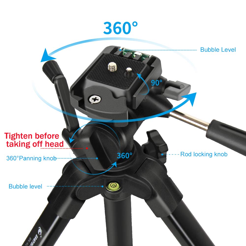 70-Inch Camera/Phone Tripod Monopod Aluminum Lightweight Compact for Travel Pan Head QR Plate for DSLR Vlogging Camera with Phone Mount and Carrying Bag by Besnfoto