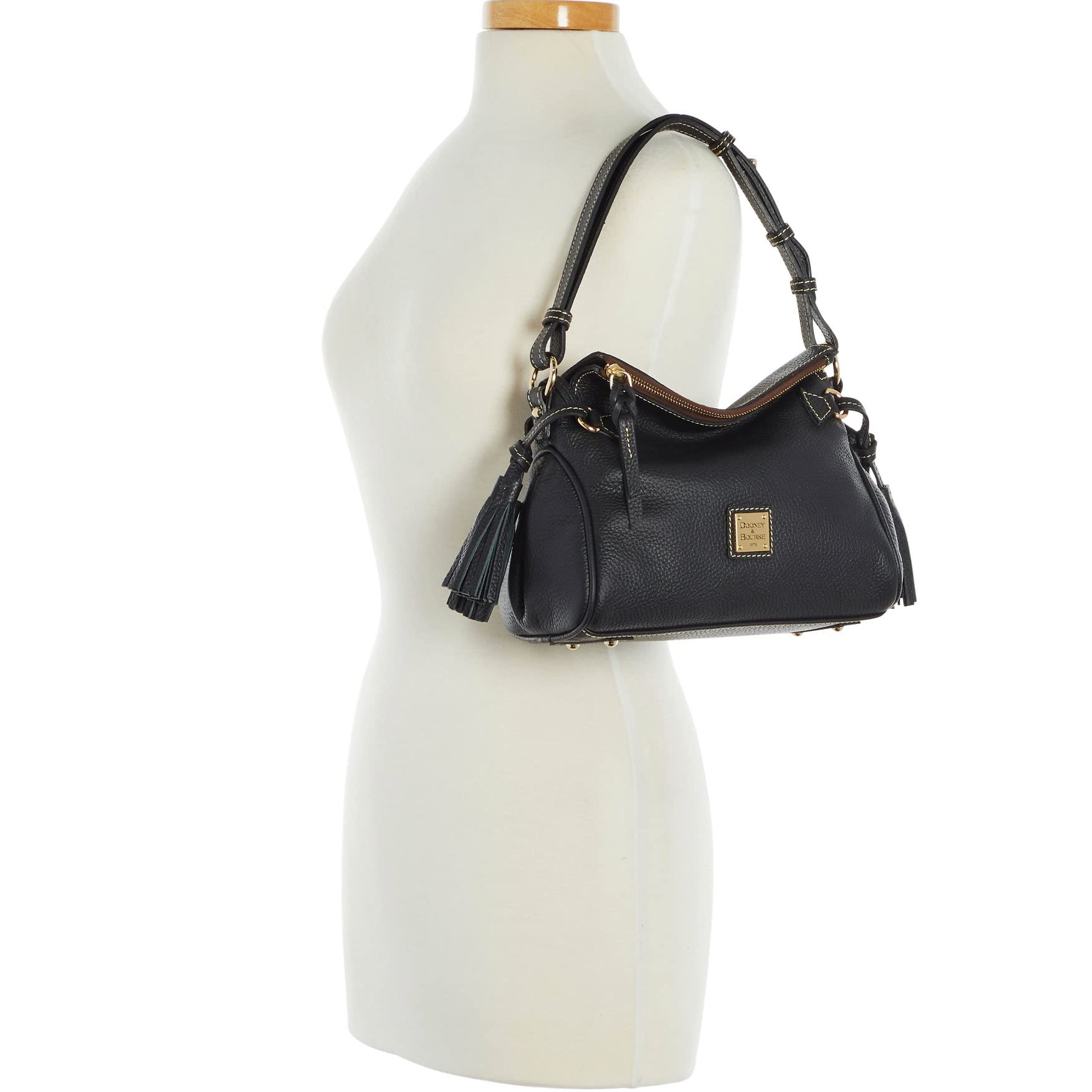 Dooney & Bourke Handbag, Pebble Grain Tassel Shoulder Bag - Black