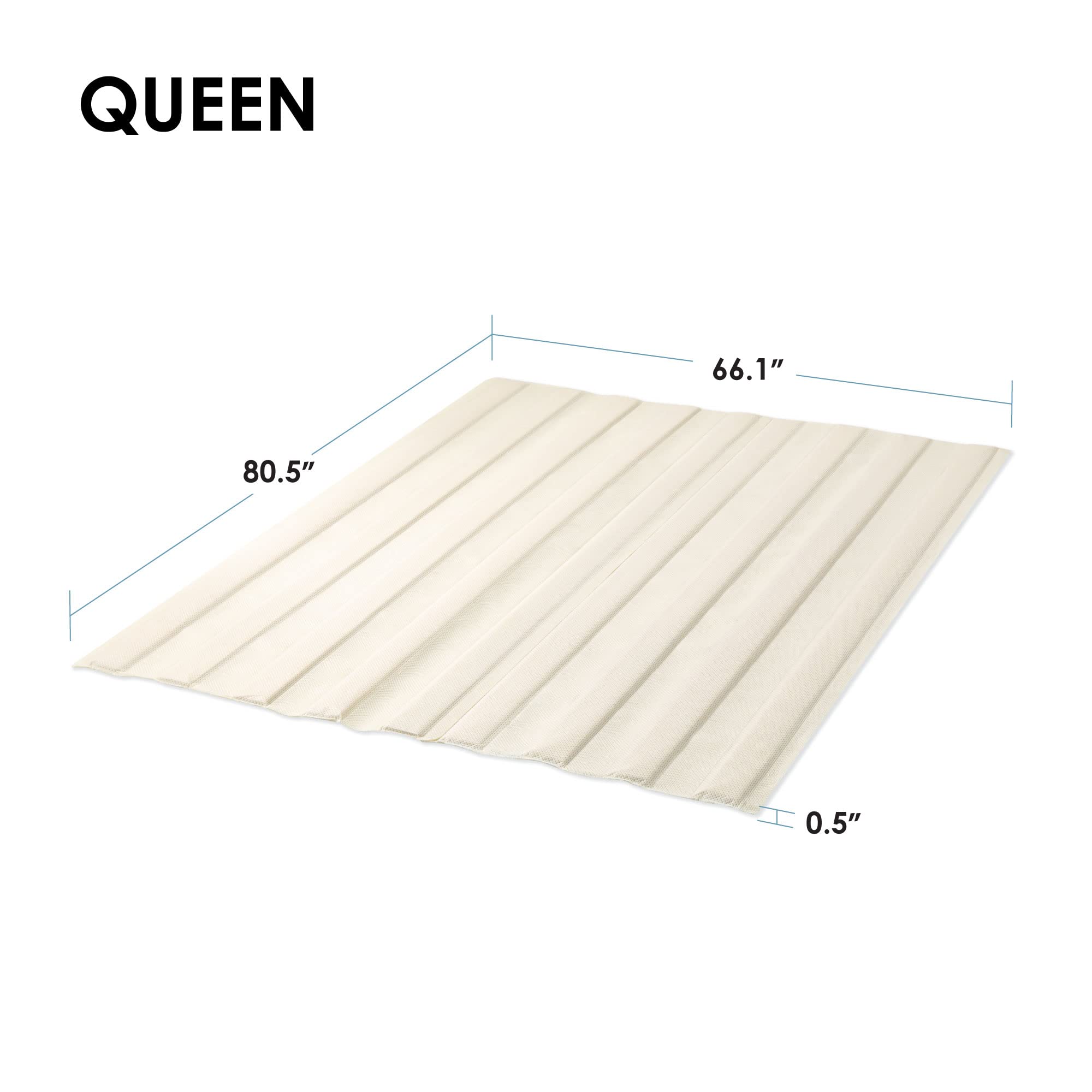 Mellow Fabric Covered Wood Slats, Bunkie Board Mattress Support, Box Spring or Bed Slat Replacement, Queen, Beige
