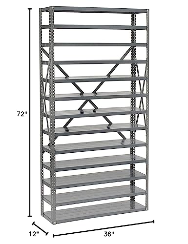 Global Industrial 13 Shelf Steel Shelving with (81) 4" H Plastic Shelf Bins, Blue, 36x12x72