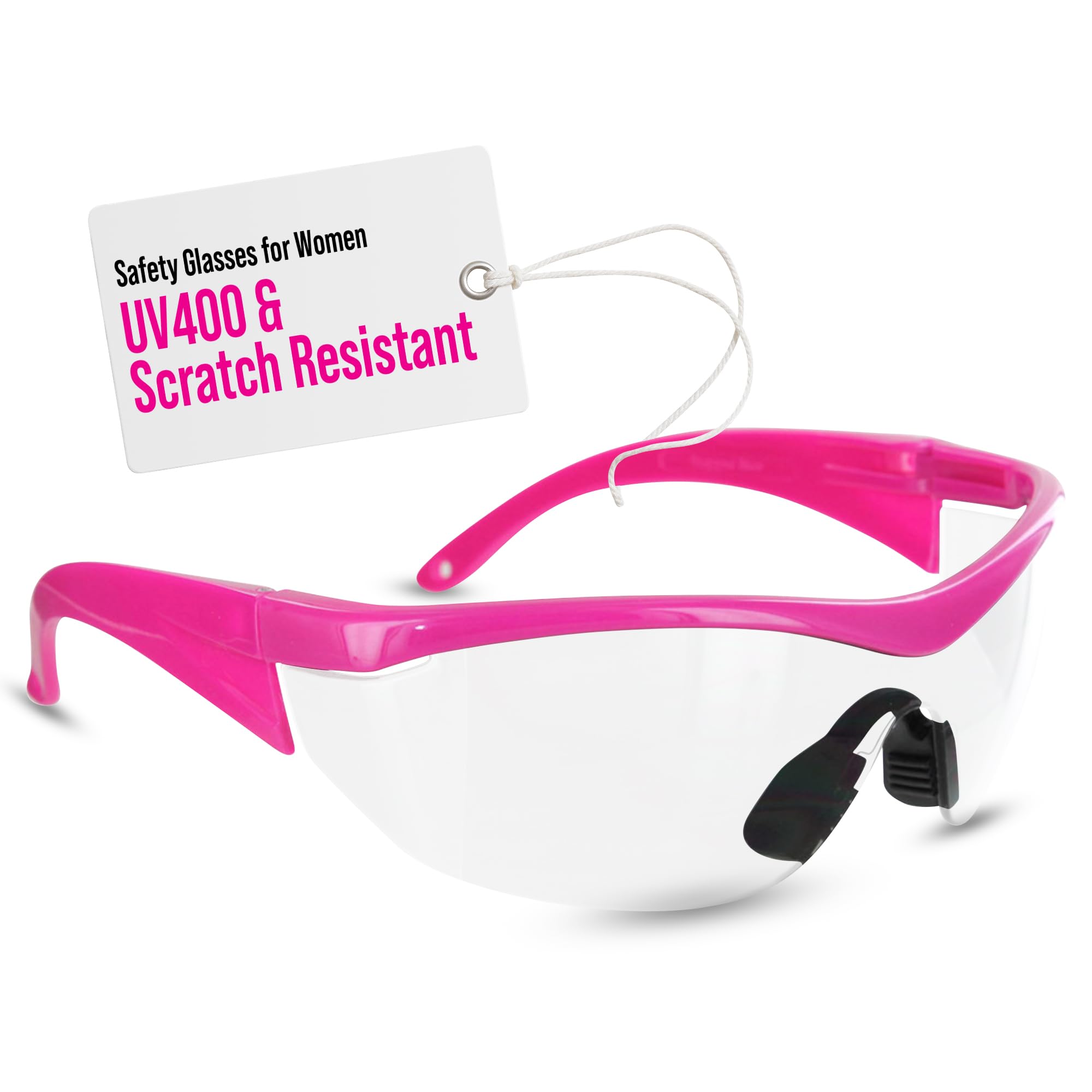 Safety Girl Navigator Safety Glasses | Safety Glasses for Women | Safety Glasses with Navigator | Anti-Scratch Glass | Pink Clear
