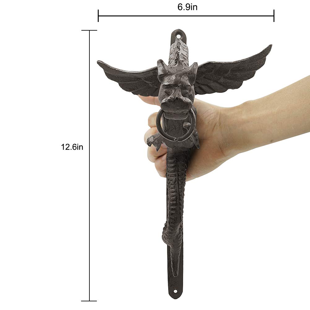 DreamsEden Wall Bell, Iron Dragon Sculpture Doorbell for Front Door Garden Farmhouse Wall Decor Art