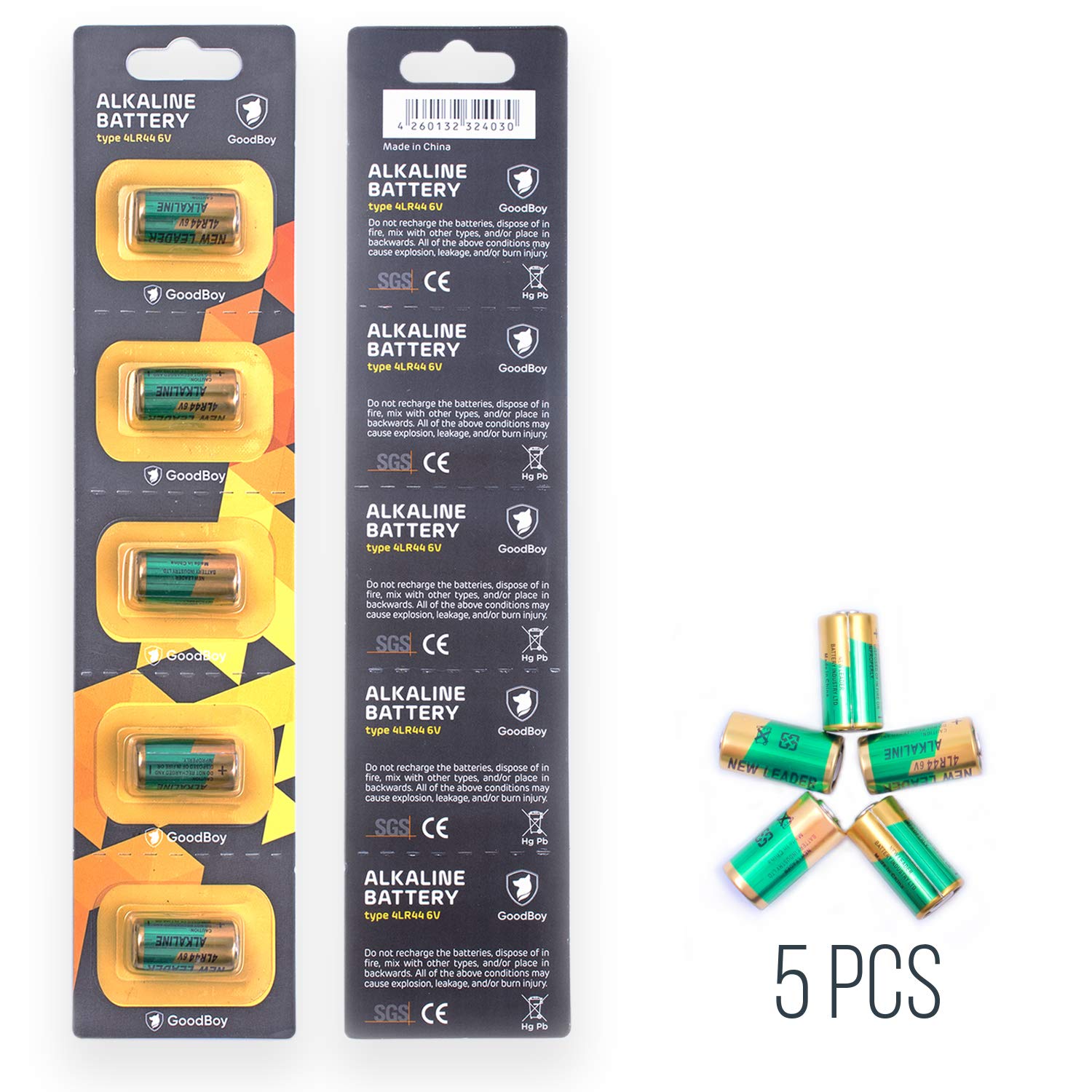 GoodBoy Bark Collar Batteries 5-Pack 6V Alkaline Battery 4LR44 (Also Known as PX28A, A544, K28A, V34PX)