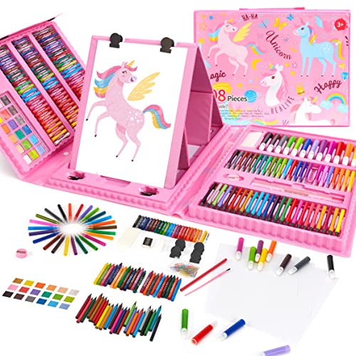 Drawing Supplies,Kids Paint ,Crayons for Kids Ages 4-8-12,Colored Pencils for Kids Ages 4-8-12,Oil Pastels for Kids,Washable Markers for Kids Ages 2-8,Paint Paper,Drawing Pad for Kids (Pink)