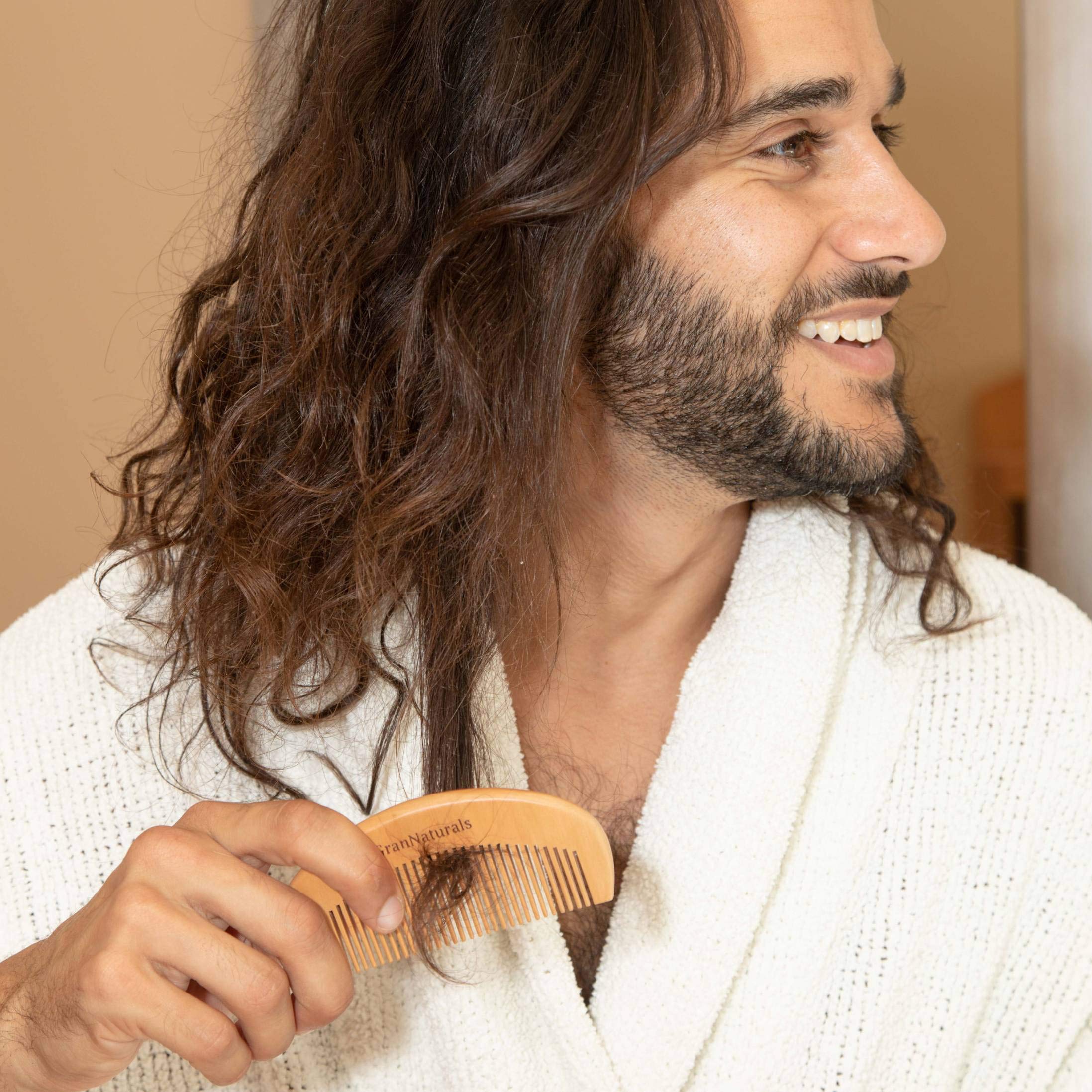 GranNaturals Wooden Comb for Detangling & Styling Wet or Dry Curly, Thin, Thick, Wavy, or Straight Hair - Small Pocket Sized Fine Tooth Natural Wood Comb for Women - Birthing & Labor Comb