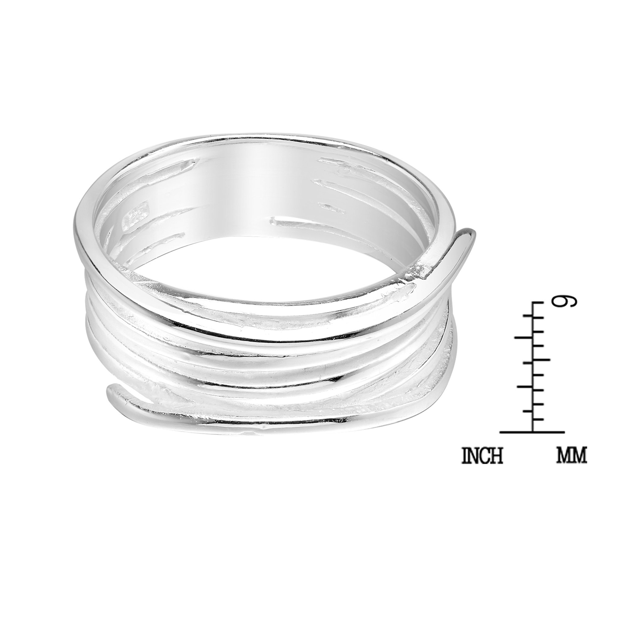 AeraVida Modern Endless Waves Wrap .925 Sterling Silver Ring (7)