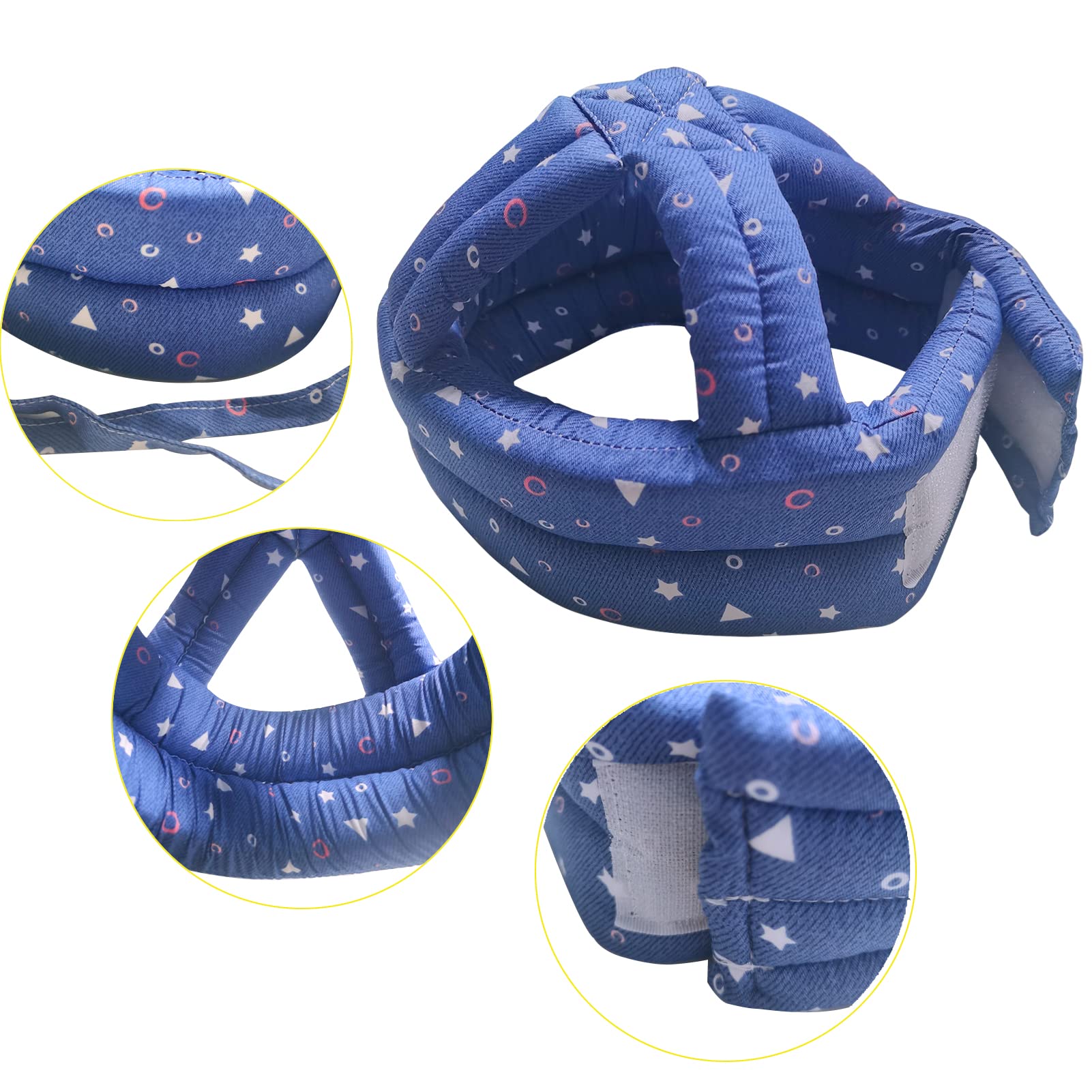 IULONEE Baby Infant Toddler Helmet No Bump Safety Head Cushion Bumper Bonnet Adjustable Protective Cap Child Safety Headguard Hat for Running Walking Crawling Safety Helmet for Kid (Blue Star)