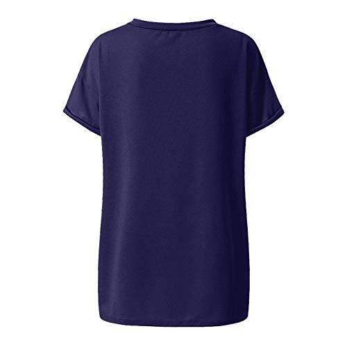 Iusun Women Short Sleeve T-Shirts Casual V-Neck Pocket Ruffled Loose Solid Color Tee Tops Tunic Tank Vest Blouse