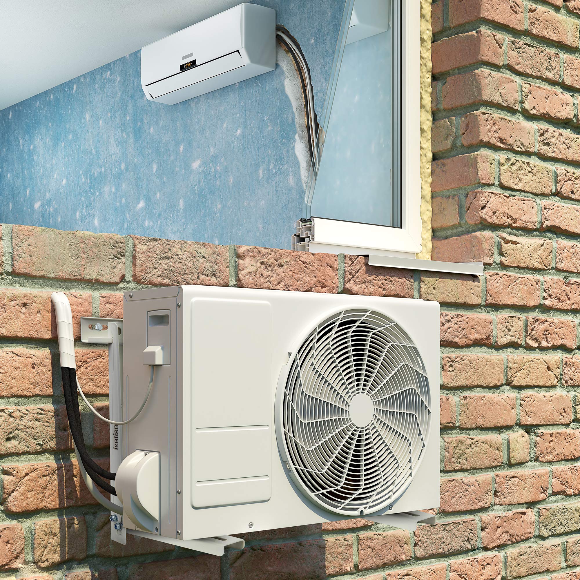 Ivation Outdoor Split Air Conditioner Mount Bracket, Heavy-Duty Wall Mounting Universal AC Bracket with Hardware for Ductless Mini Split Condenser Heat Pumps & HVAC Systems, Max 331 Lb. Capacity