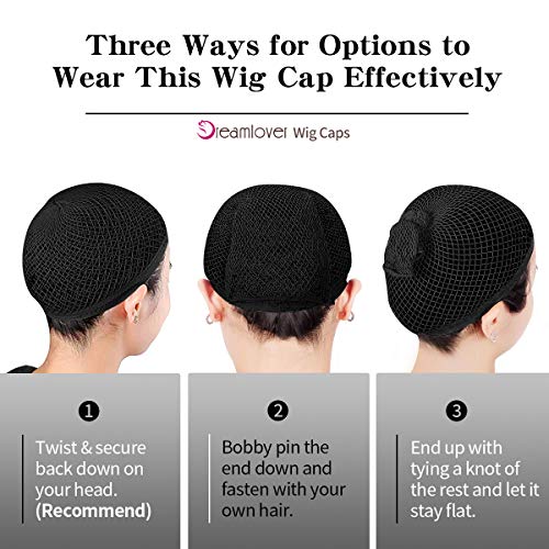 Dreamlover Black Wig Cap for Women Lace Front, Mesh Wig Cap for Long Hair, Wig Net Cap, 2 Pieces