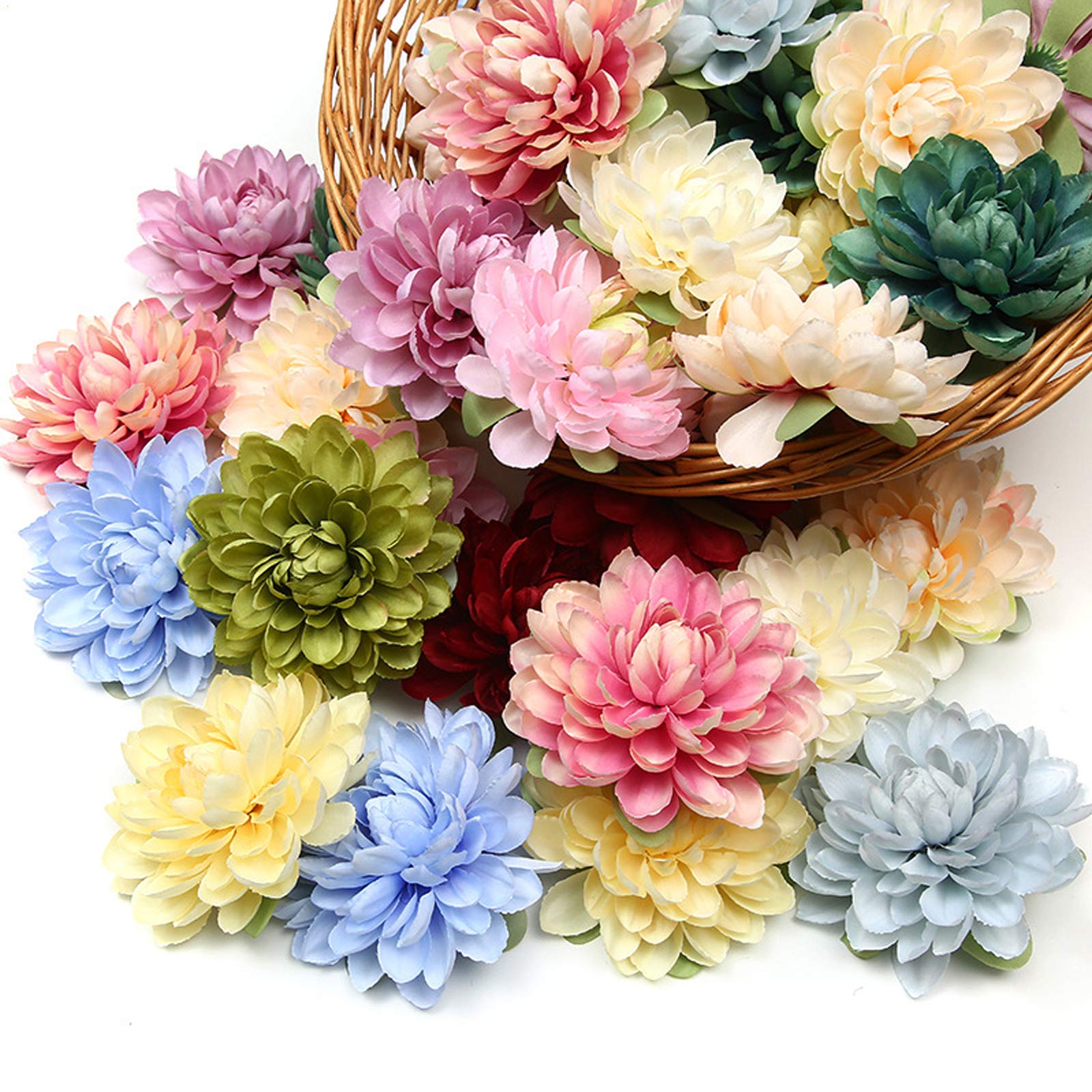 Dreamm 8 Pack Artificial Chrysanthemum Flowers Fake Silk Multicolor Dahlia Flower Head for DIY Wedding Bouquets Centerpieces Arrangements for Home Garden Party Decoration