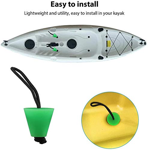 8 Packs Universal Kayak Scupper Plug Kit Silicone Scupper Plugs Drain Holes Stopper Bung with Lanyard for Native Kayaks Hobie Kayaks Wilderness Systems Kayaks Perception Kayaks and More, Black