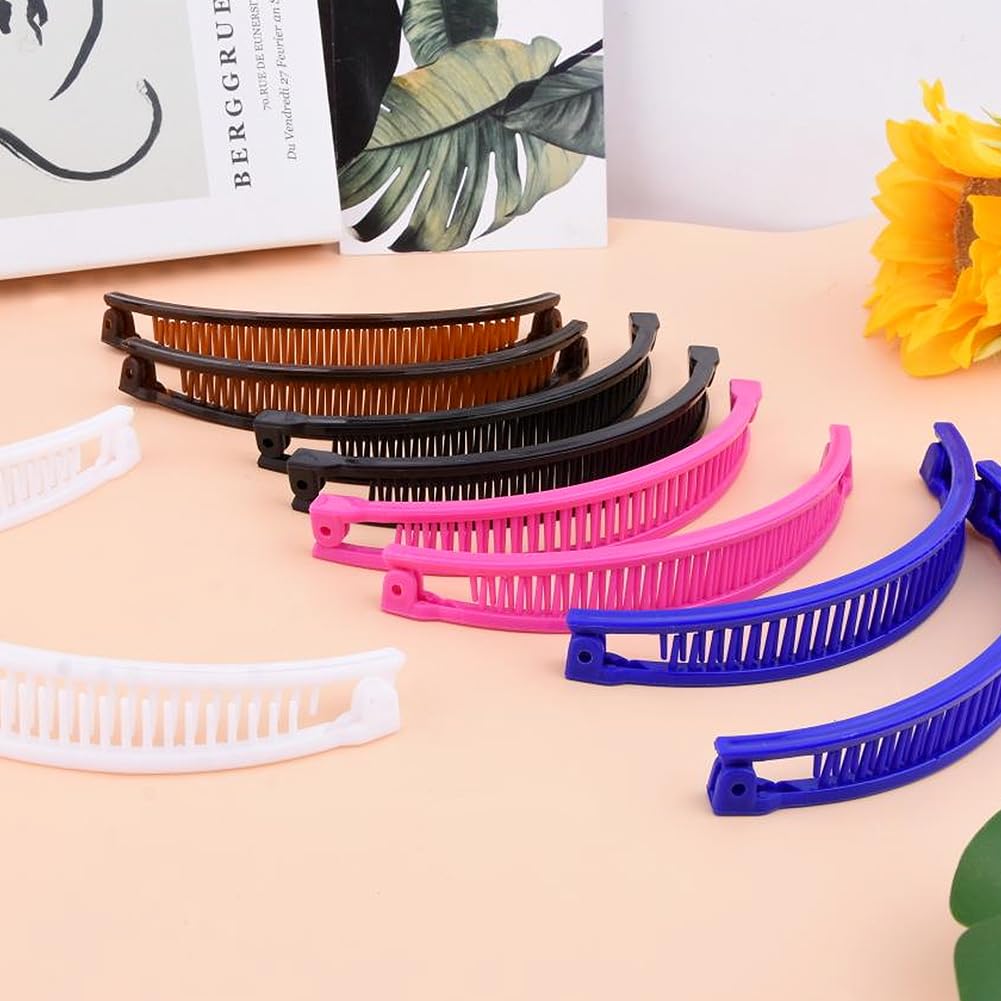 8 Pcs Banana Clips,Hair Clincher,Vintage Clincher Combs Tool,Ps Plastic Strong Reliable Durable Flexible Strong Hold DIY Ponytail Thin Fine Hair Styling for Women