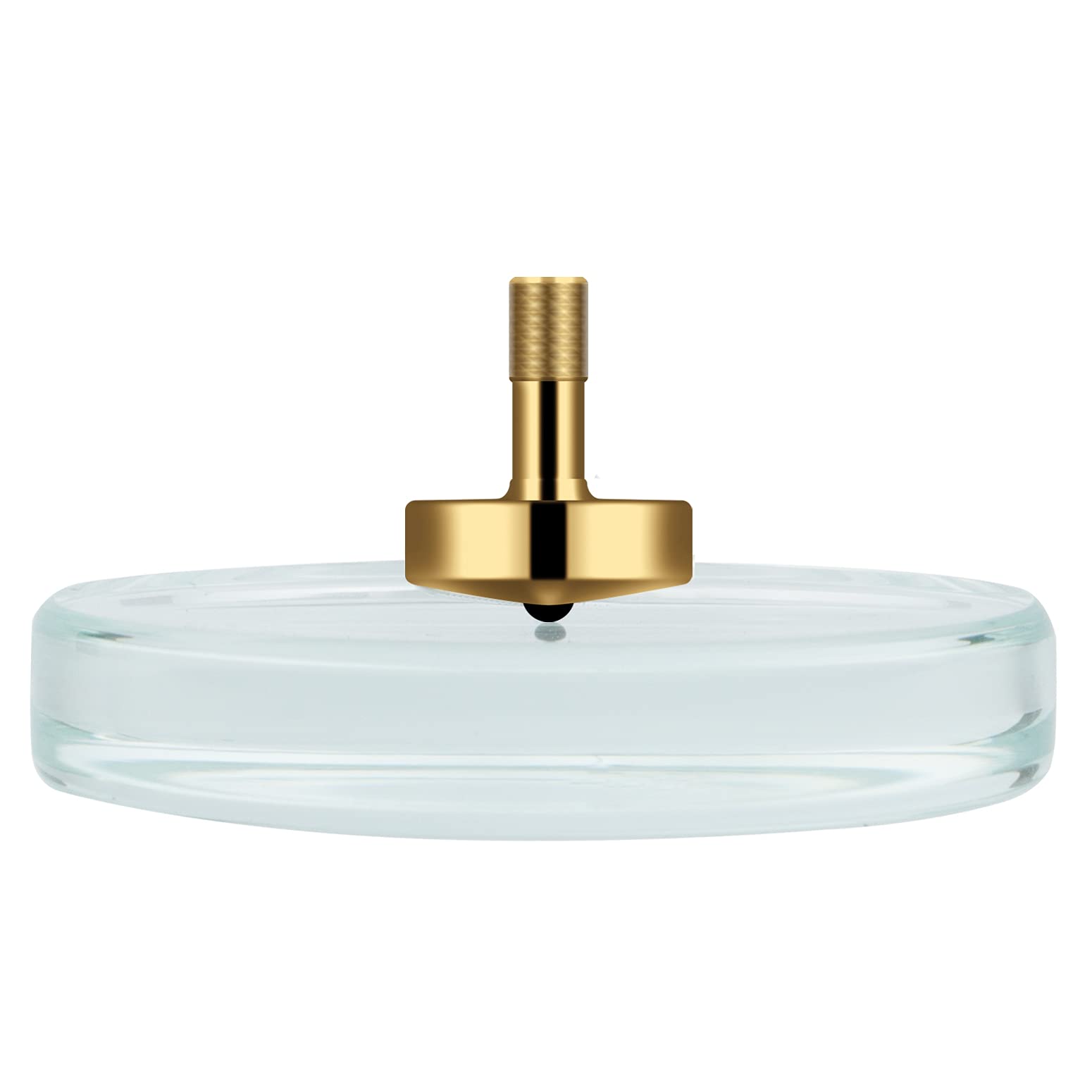 DjuiinoStar Spinning Top: Long Lasting (5-8 Minutes), with Glass Base (Diameter: 3.15"; Focal Length: -30cm; Edge Polished) and Carry Case, CNC Machined, Time Killer, EDC Desk Toy, Fancy Gift DST-805B