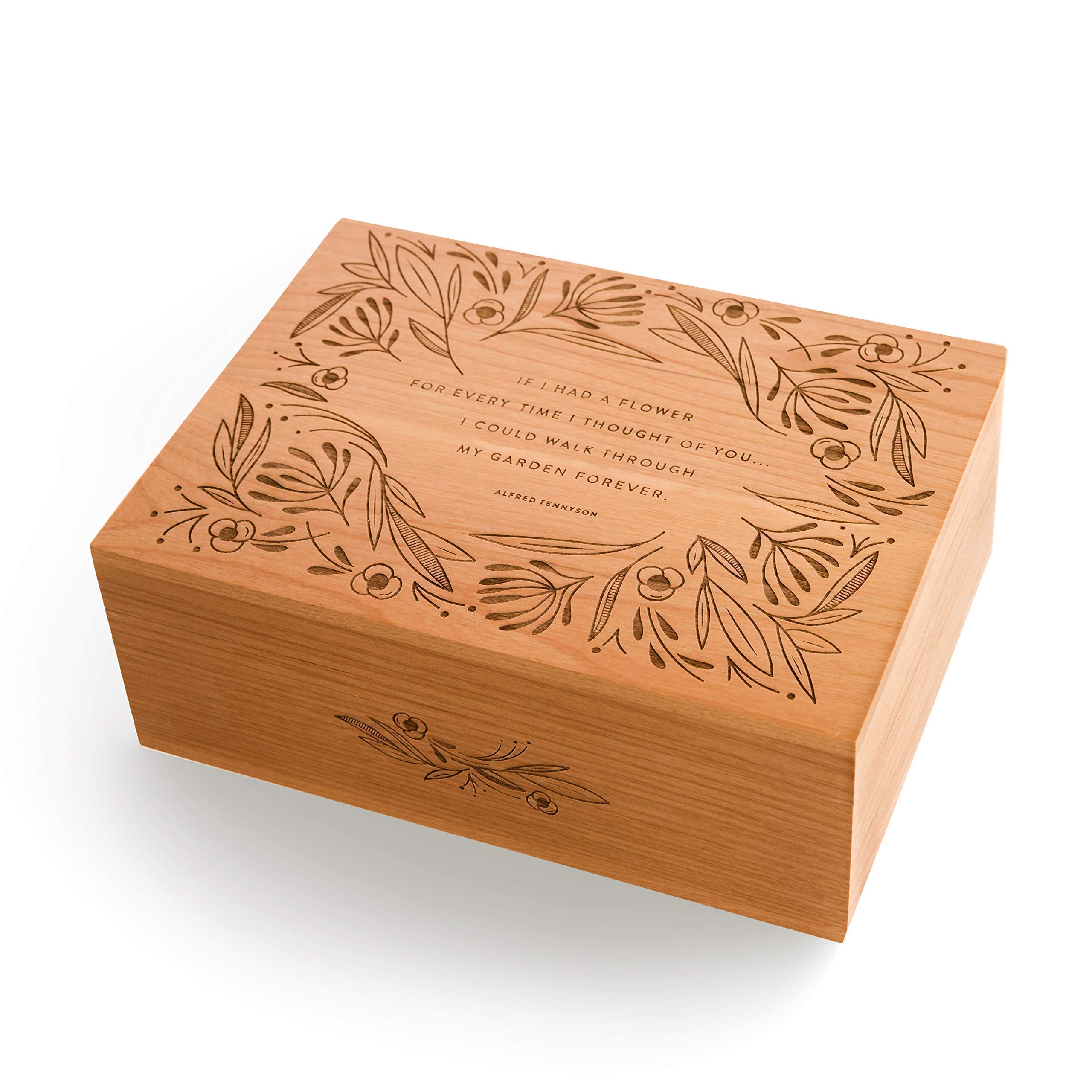 Garden Of Flowers Alfred Lord Tennyson Quote Wood Keepsake Box [Personalized Custom Gifts, Anniversary, Wedding, Baby, Memory]