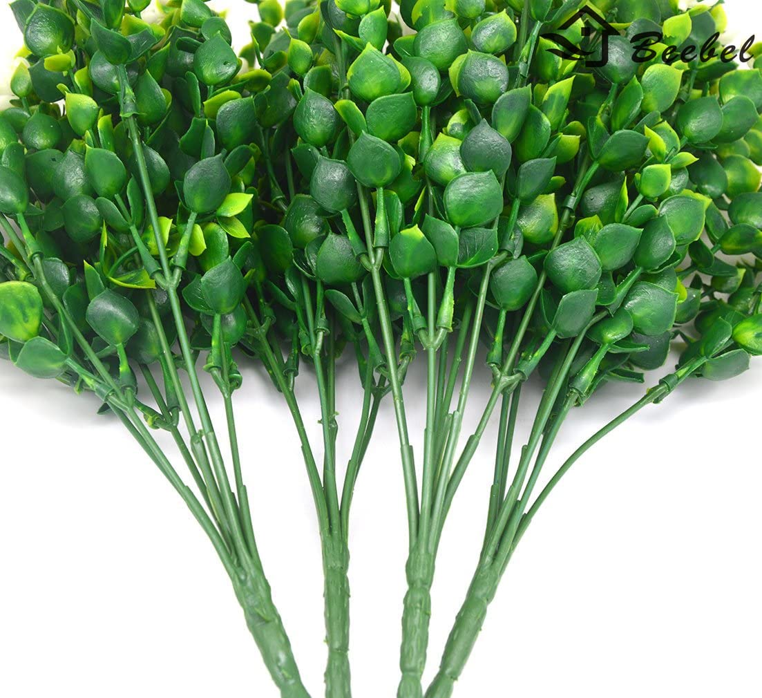Beebel Artificial Flower Greenery Plants for Home Kitchen Dining Room Hanging Planter Garden,4 Bundles / White