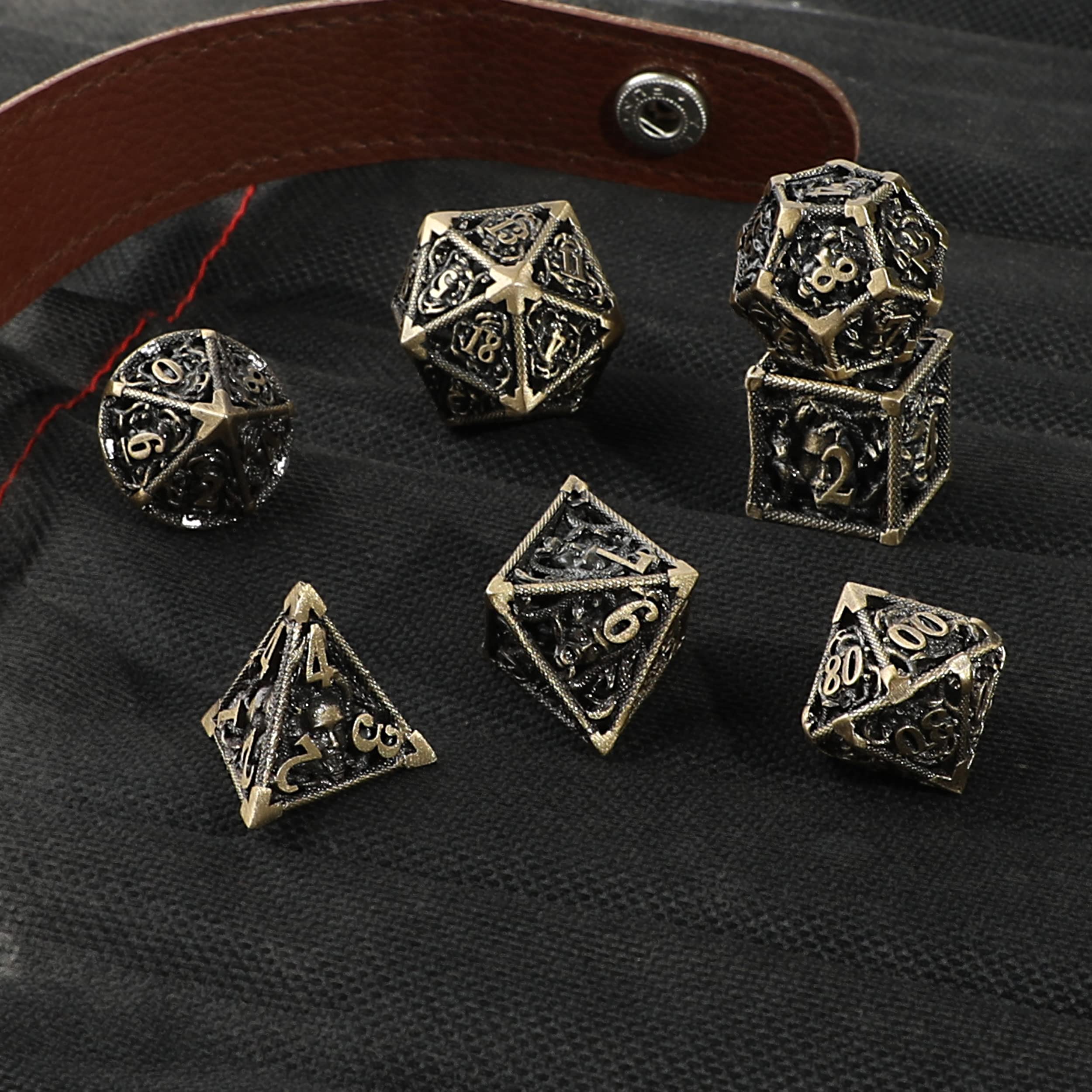 DND Metal Hollow dice Set, Medusa Design (Free Metal Box) dice Suitable for DND Dungeons and Dragons Roleplaying Game MTG d&d dice (Medusa Design)