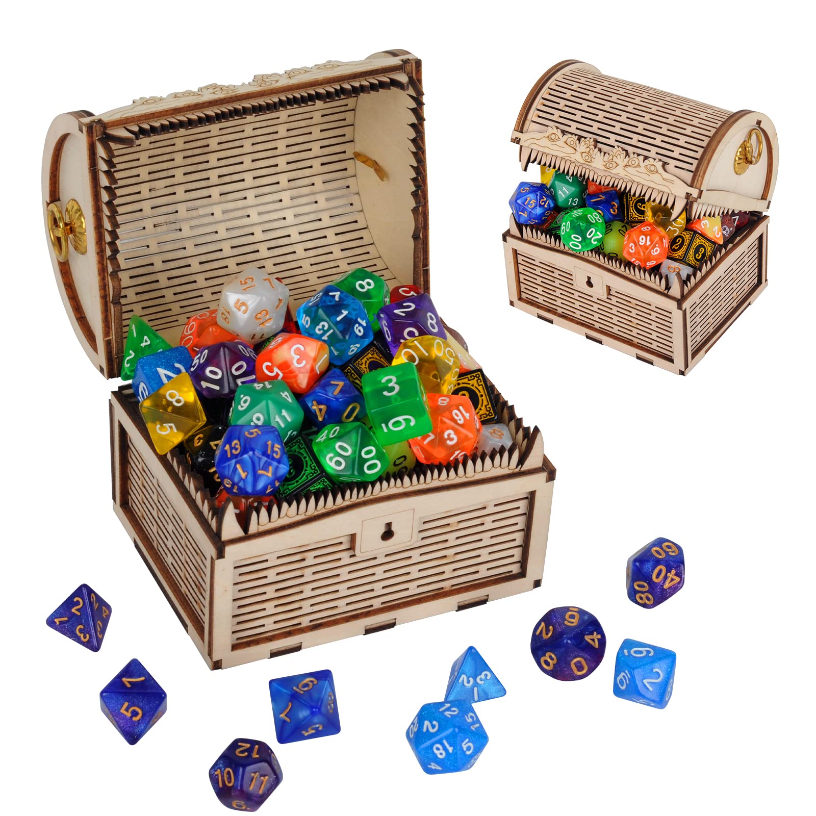 DND Mimic Chest Box Wood Laser Cut Dice Storage Case Perfect for Dungeons and Dragons, Board Game, Tabletop RPG and Gaming Accessories