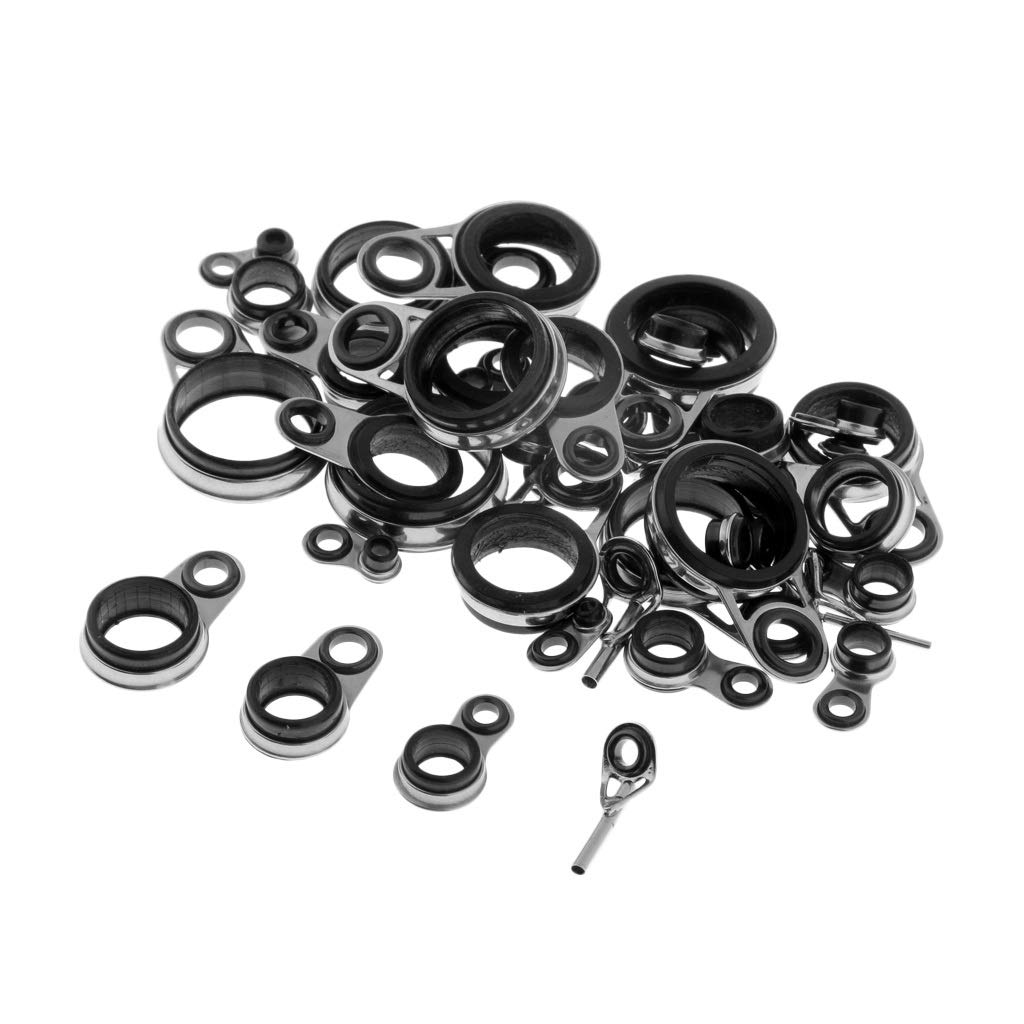 AFANGMQ 37Pcs Telescopic Fishing Rod Guides Top Ring Set Rod Repair Kit Mixed Sizes