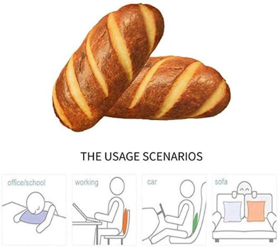 Gecter 3D Simulation Bread Shape Pillow Soft Lumbar Baguette Back Cushion Funny Food Plush Stuffed Toy for Animal Cat Dog Lovers Home Decor (Bread 60)