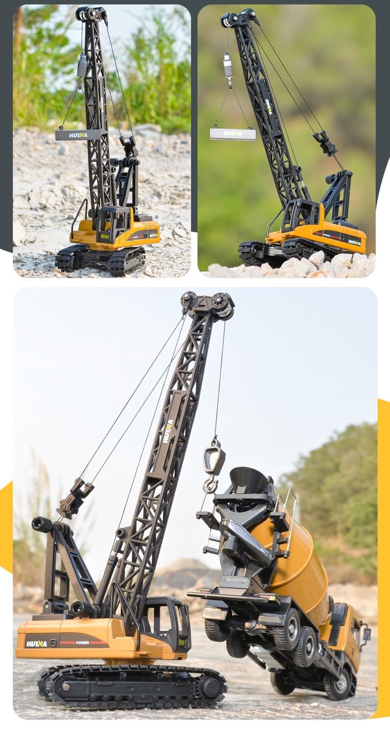 Gemini&Genius Crawler Crane Construction Vehicle Toy Dragline Heavy Duty 1/50 Crane Work Car, Engineering Truck, Site Sandbox Car Toy, Collectible or Decoration for Kids