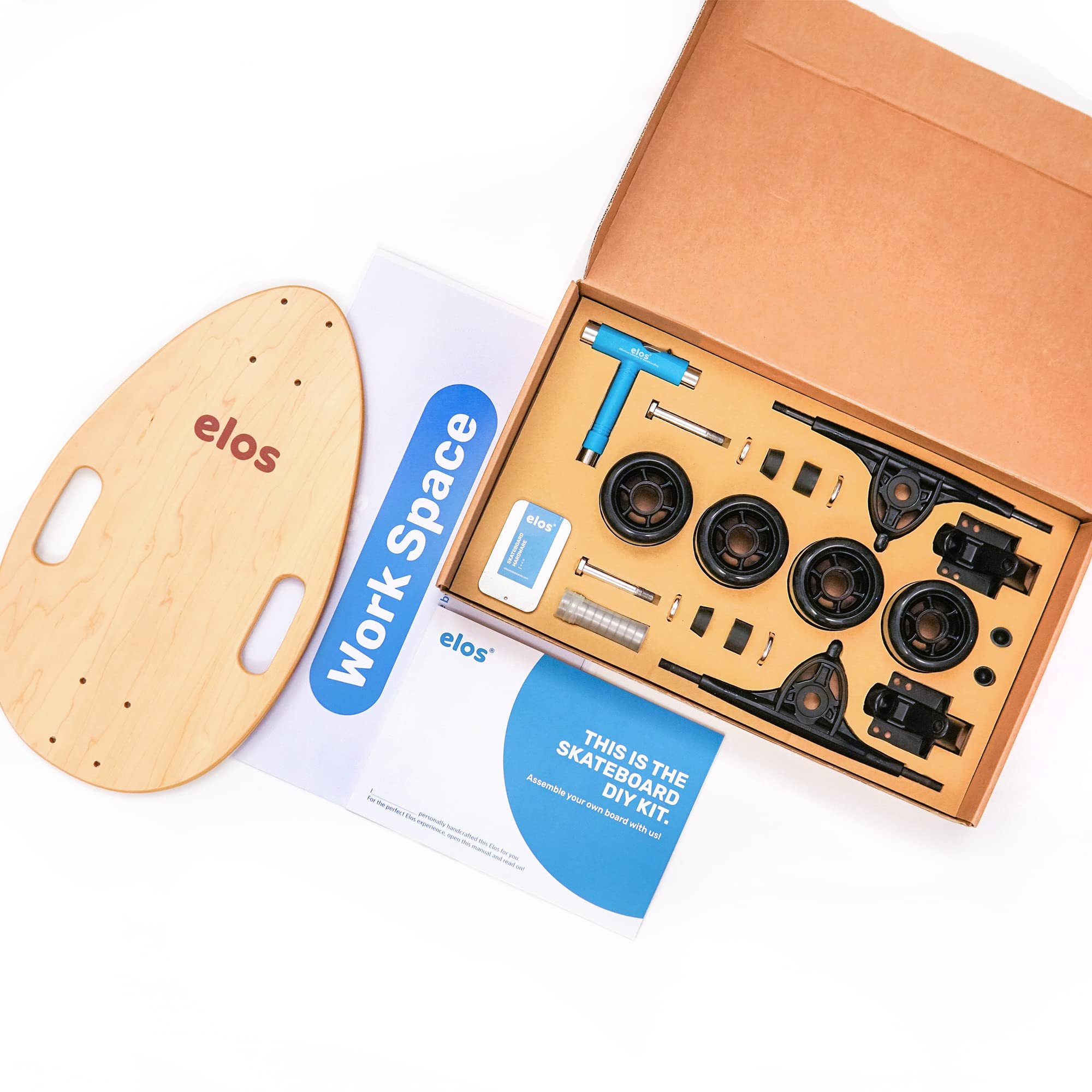 ELOS Skateboard DIY Kit - The Mini Longboard Cruiser Skateboard in A DIY All-in-one Kit. Promotes Outdoor Stem Interest in Science, Engineering. Gifts for Boys/Girls. Building Toys for Boys Age 8-12.
