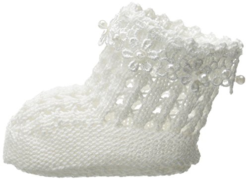 Jefferies Socks Baby Girls' Newborn Daisy Pearl Bootie, White
