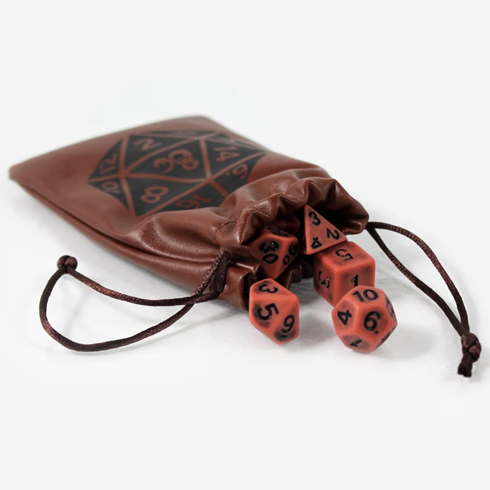 Dungeons and Dragons Rustic Dice Set | 7 Piece DND Dice Set | Includes Carrying Bag | 14+ | Officially Licensed | by Just Funky
