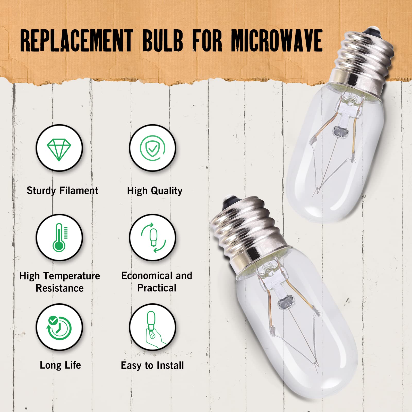 8206232A Microwave Light Bulb, T8 Microwave Exterior Light Bulb 25Watt Appliance Light Bulb Replacement Oven Part for 8206232A 1890433 8206232 AP4512653, 6Pack