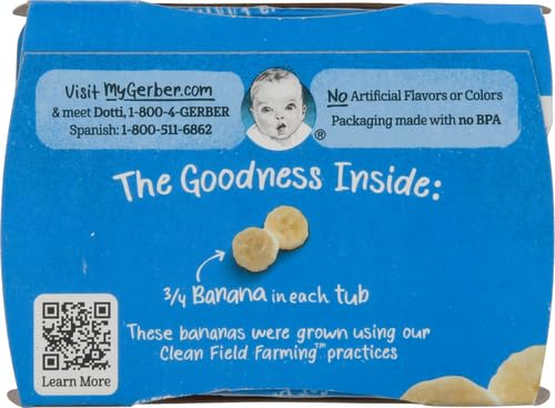 Gerber Baby Food Banana Puree, 4 Oz, 2 Pack Tubs