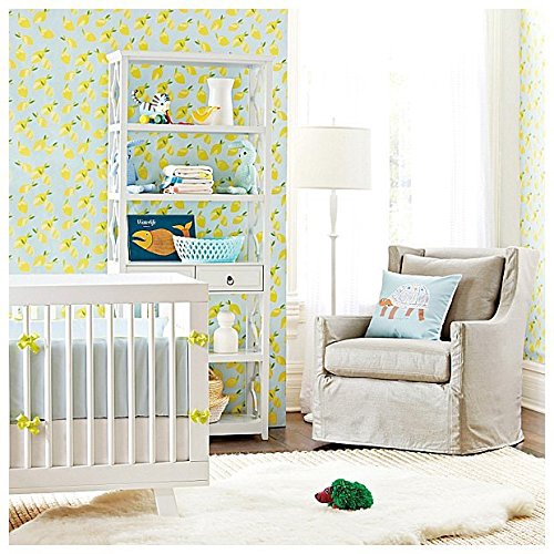 Serena & Lily Banded Linen Crib Skirt - Aqua/Citron