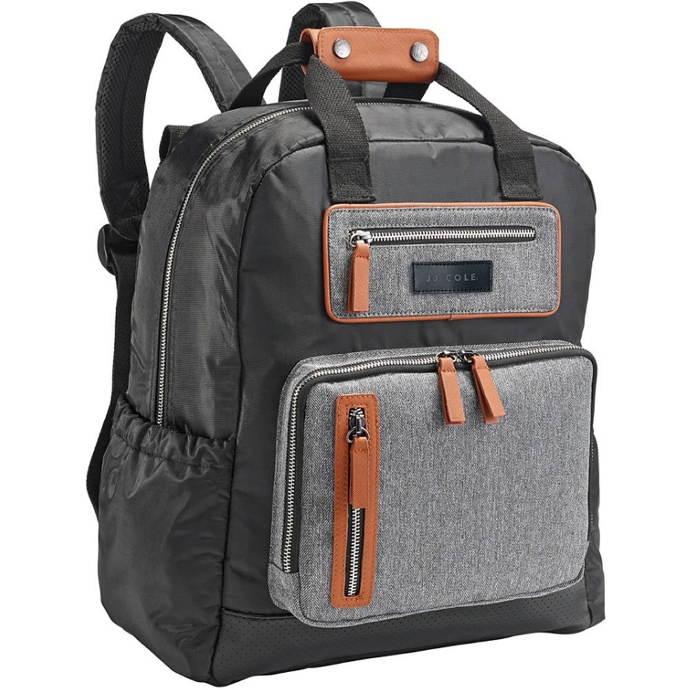 JJ Cole Papago Pack Diaper Bag, Gender Neutral Large Capacity Backpack with Stroller Clips, Changing Pad, & Multiple Pockets for Baby Supplies, Herringbone Tweed