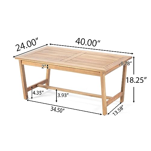 Christopher Knight Home Panama Outdoor Acacia Wood Chat Set with Water Resistant Cushions, 4-Pcs Set, Teak Finish / Grey