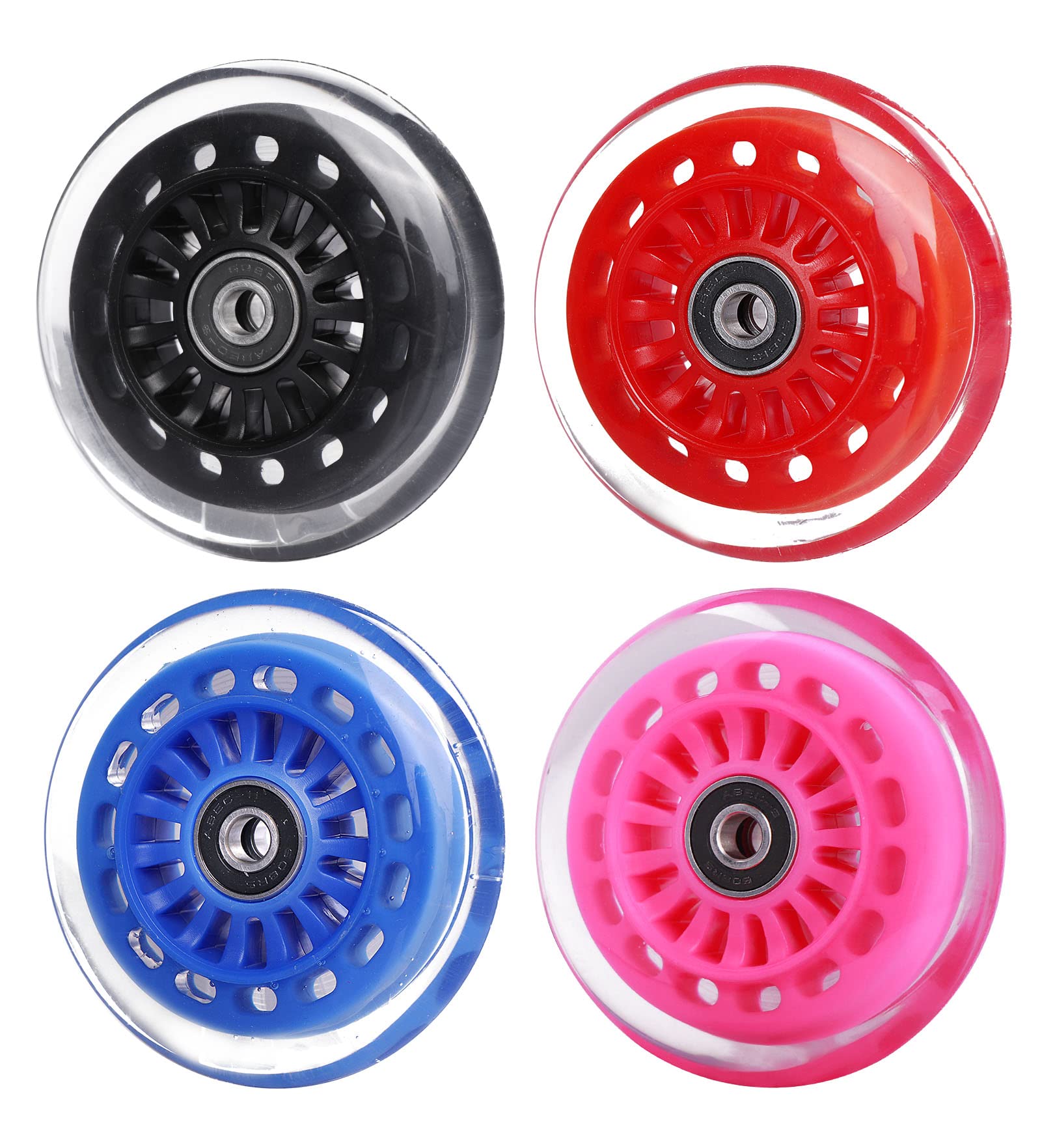 Gladeer 90mm Wiggle Car Polyurethane Replacement Wheels Set for Upgrades for PlasmaCar Ride-on Toys Wiggle Car Replacement Wheels, 4-Pack (Black)