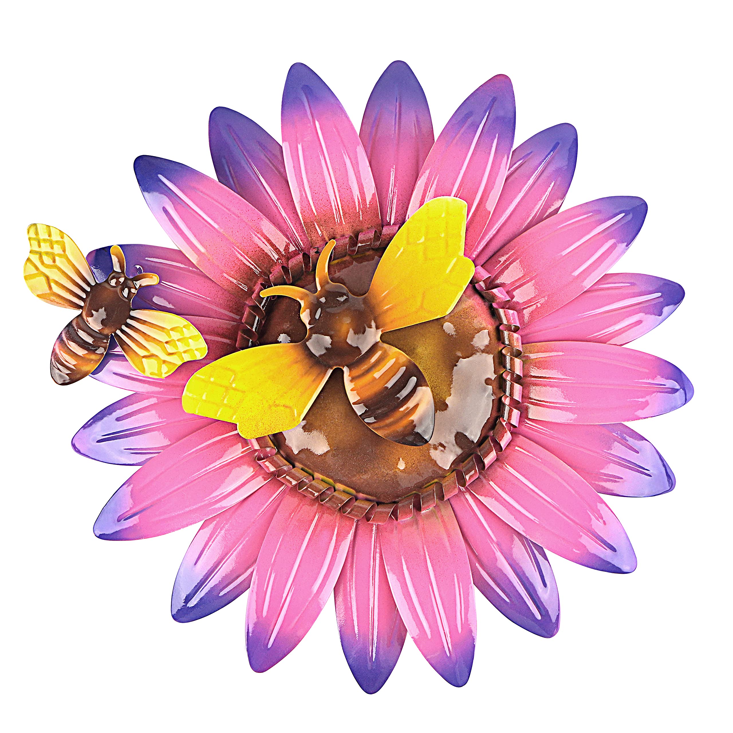 John's Studio Flower Wall Decor Outdoor Metal Sunflower Hanging Art Garden Floral Theme Decorations for Home, Pool and Patio - Pink