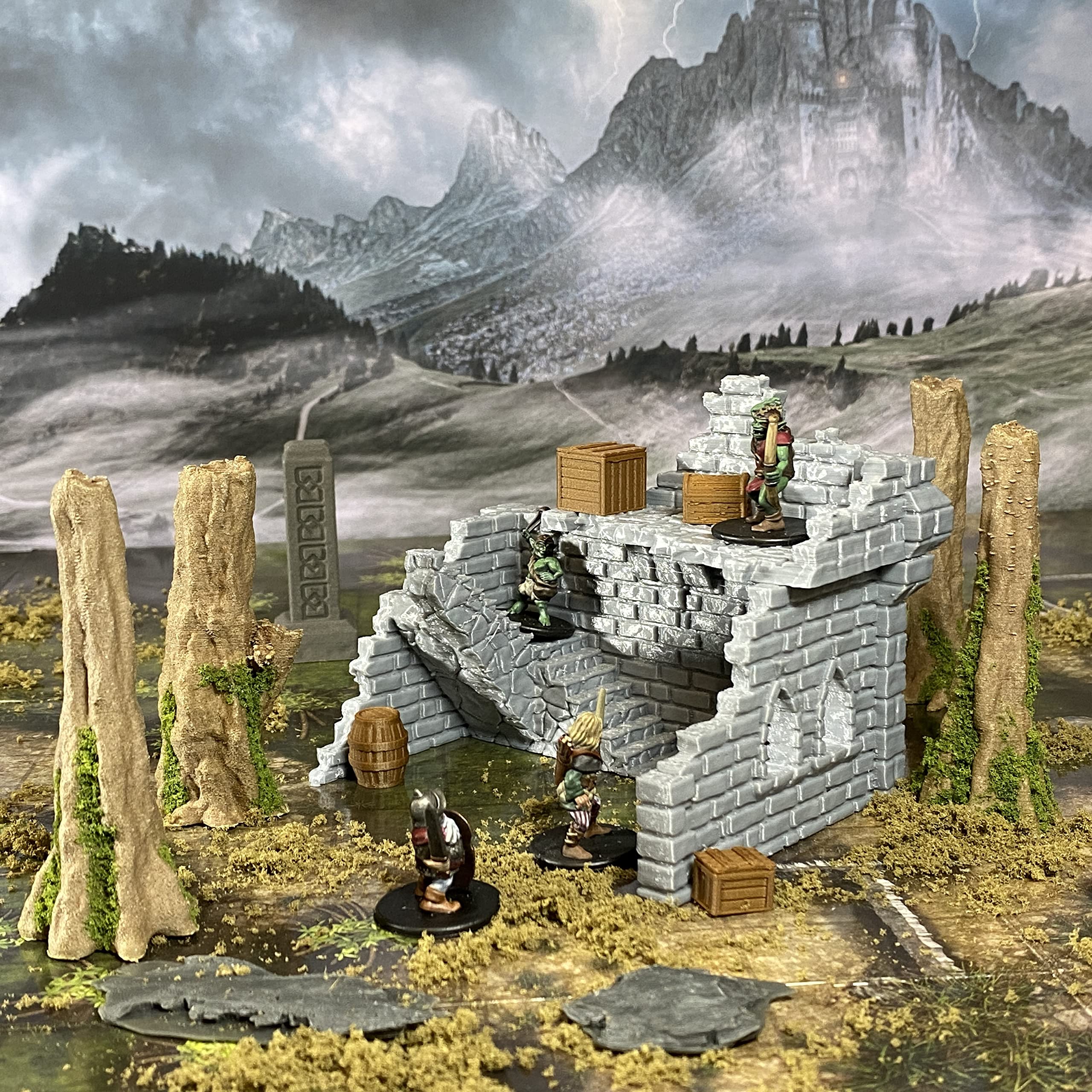 Extruded Gaming Building Ruins Set 3A