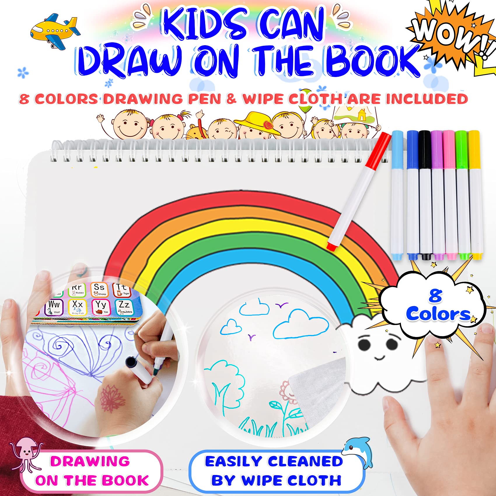HeyKiddo Toddler Busy Book, New Upgraded Autism Toys for Kids, Preschool Activity Binder for Autism & Special Needs, Drawing/Educational Book for Home School Learning