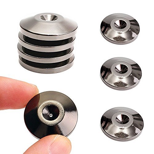 Facmogu 8PCS Black 24K Nickel Plated Isolation Stand Feet Cone Bases Copper, 5x25mm Speaker Spike Pads Speaker Stand Feet Pad, Non-Slip Speaker Spike Floor Protector for Audio Turntable Speaker CD AMP