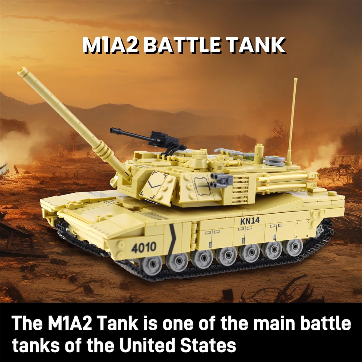 Gonli Military Building Toys for Kids 1053 Pieces US Army M1A2 Main Battle Tank Building Blocks Bricks WW2 Army Tank Model Kits