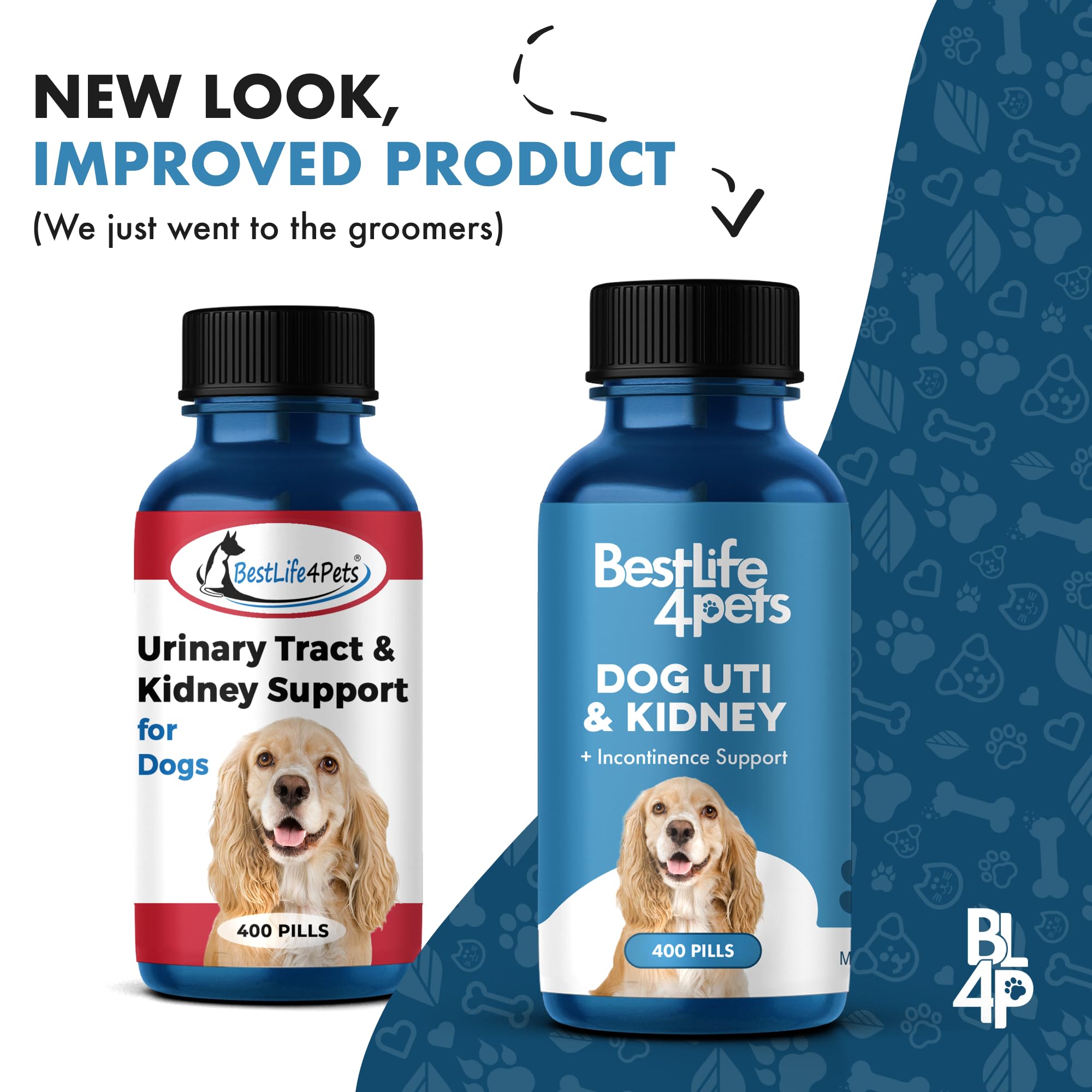 BestLife4Pets Dog UTI Kidney Support - Natural Urinary Tract Infection Treatment β Renal and Bladder Control Supplement β Easy to Use Pills (2 Pack)