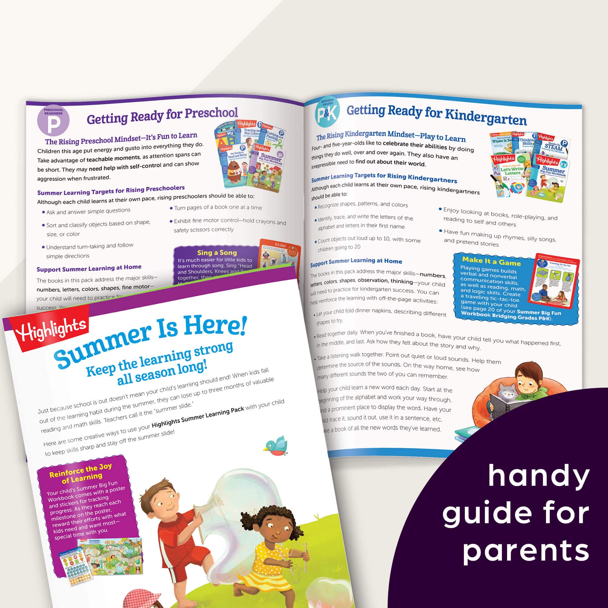 Highlights for Children Summer Learning Pack Getting Ready for Preschool - Reading and Writing, Cutting and Pasting, ABCs