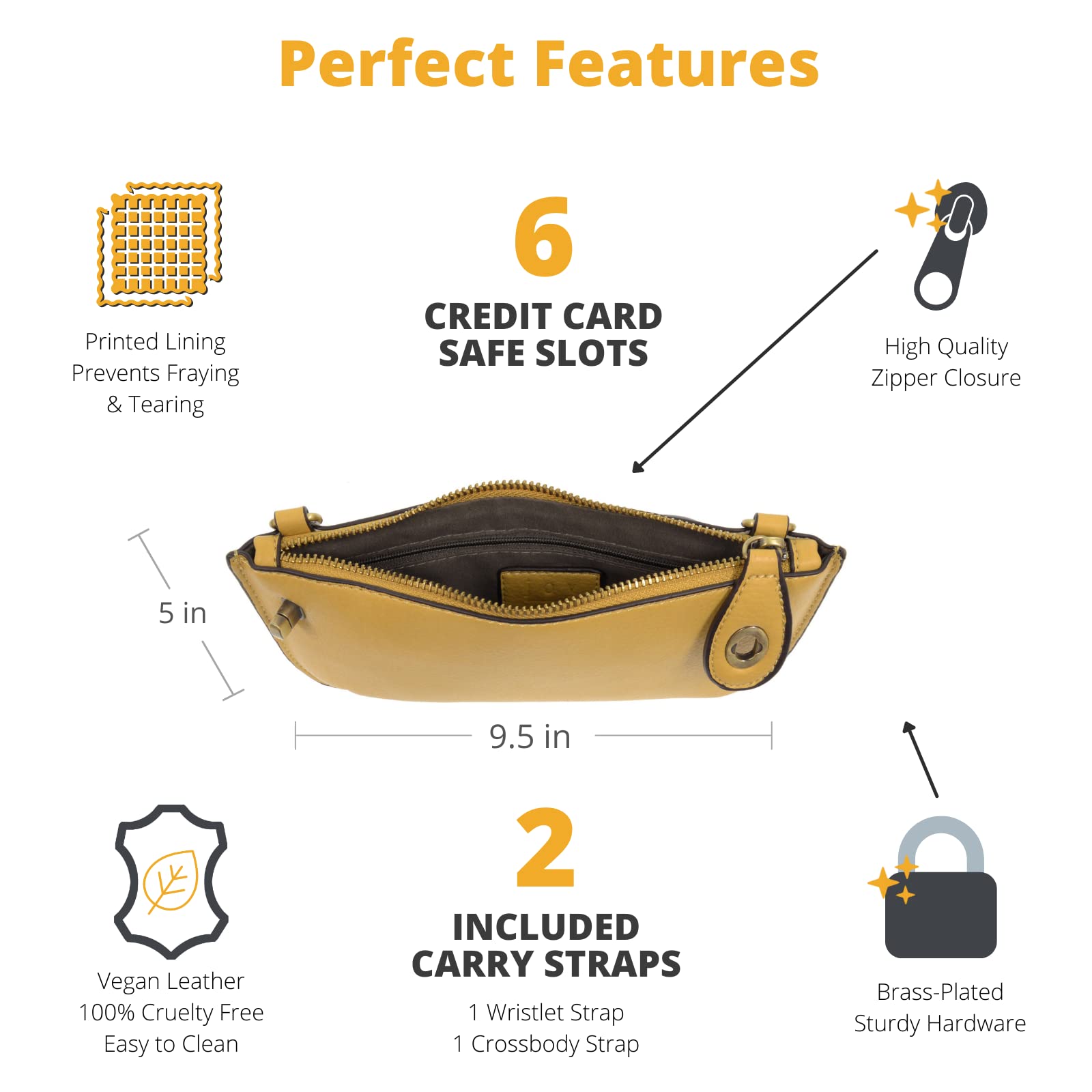Joy Susan Women's Fashion Purse Mini Crossbody Wristlet Clutch Handbag - Butter