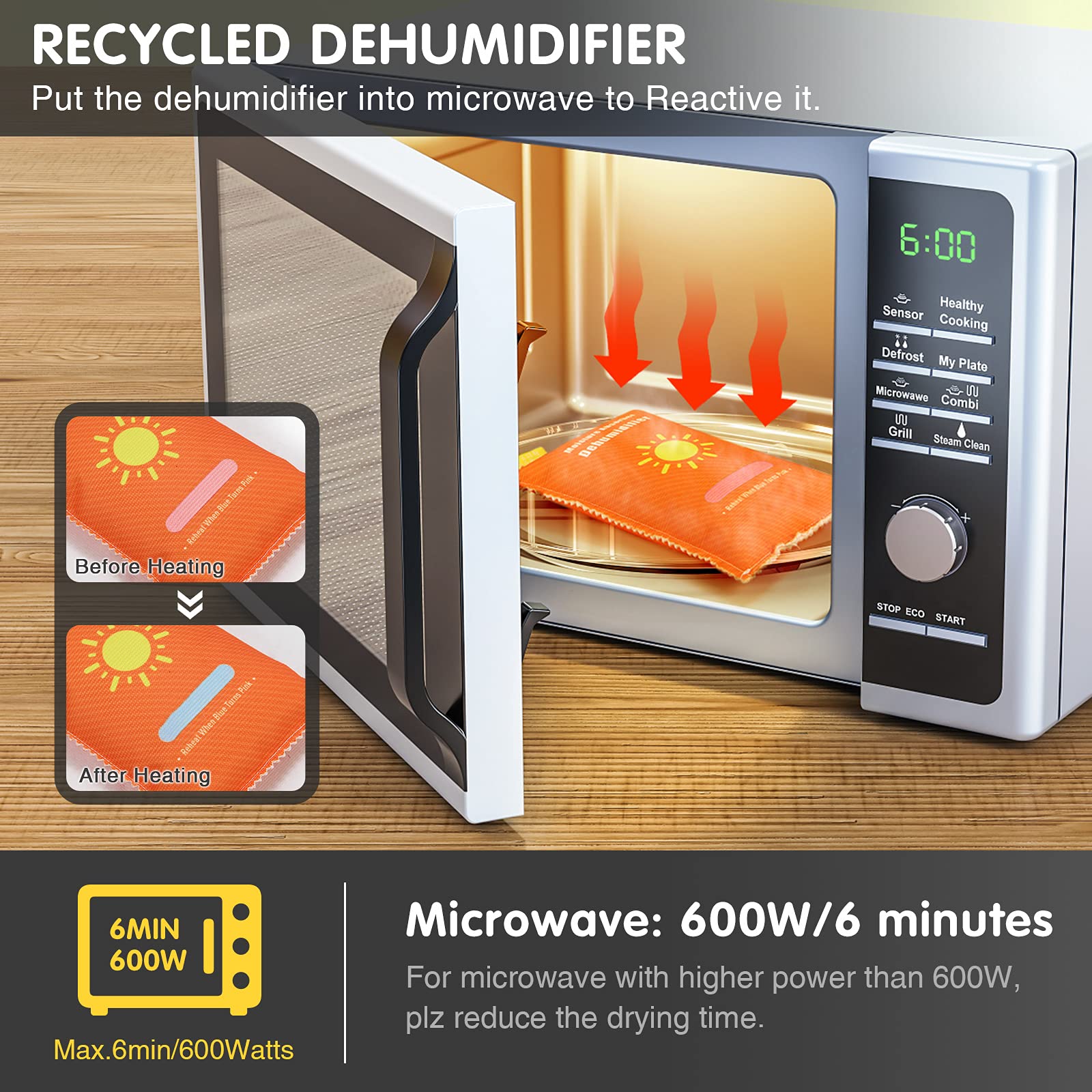 Gocheer Reusable Moisture Absorber Packet, 400g Hangable Safe Dehumidifier Bag for Closet Damp Humidity Removal Desiccant packet for Gym Bag Car RV Kitchen Bathroom Basement Dormitory Wardrobe Cabinet
