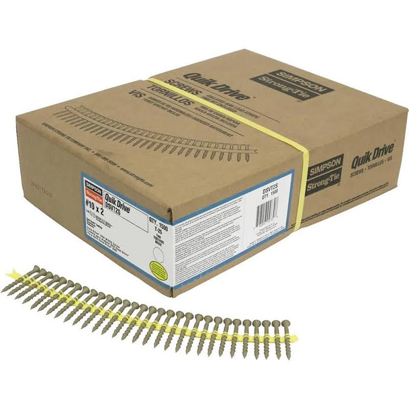 Simpson Strong-Tie DSVT2S Deck-Drive DSV Wood Screw (Collated) โ 10 x 2 in. T25 6-Lobe, Tan (1500-Qty)