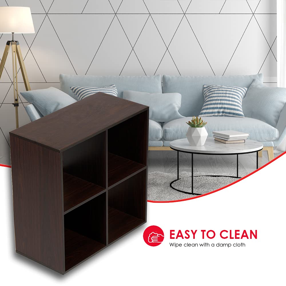 Home Basics Open and Enclosed Cube MDF Storage Organizer, Espresso (4 Cube)