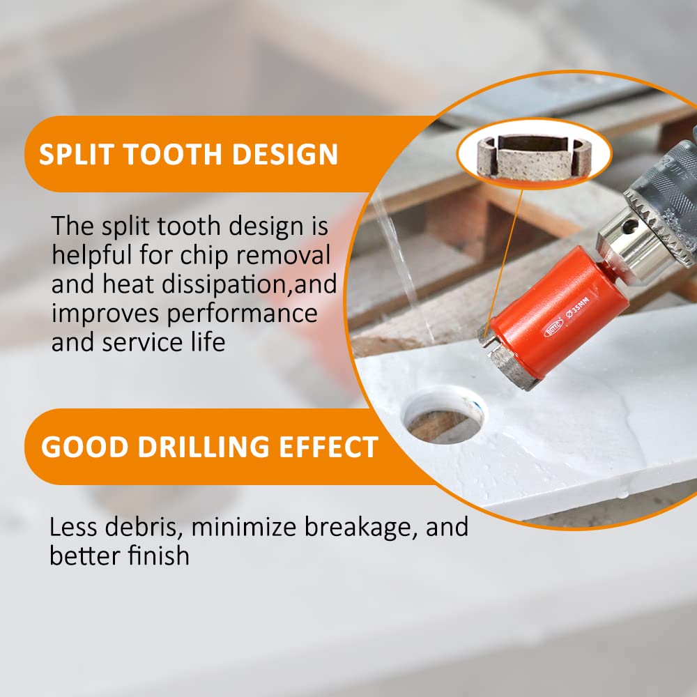 BGTEC Diamond Core Drill Bit, 2" 50mmWelded Diamond Wet Drilling for Marble, Granite, Artificial Stone, Ceramic Tile